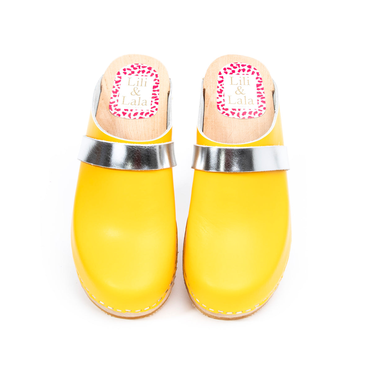 Swedish handmade clogs - Malmö yellow and silver – Lili & Lala
