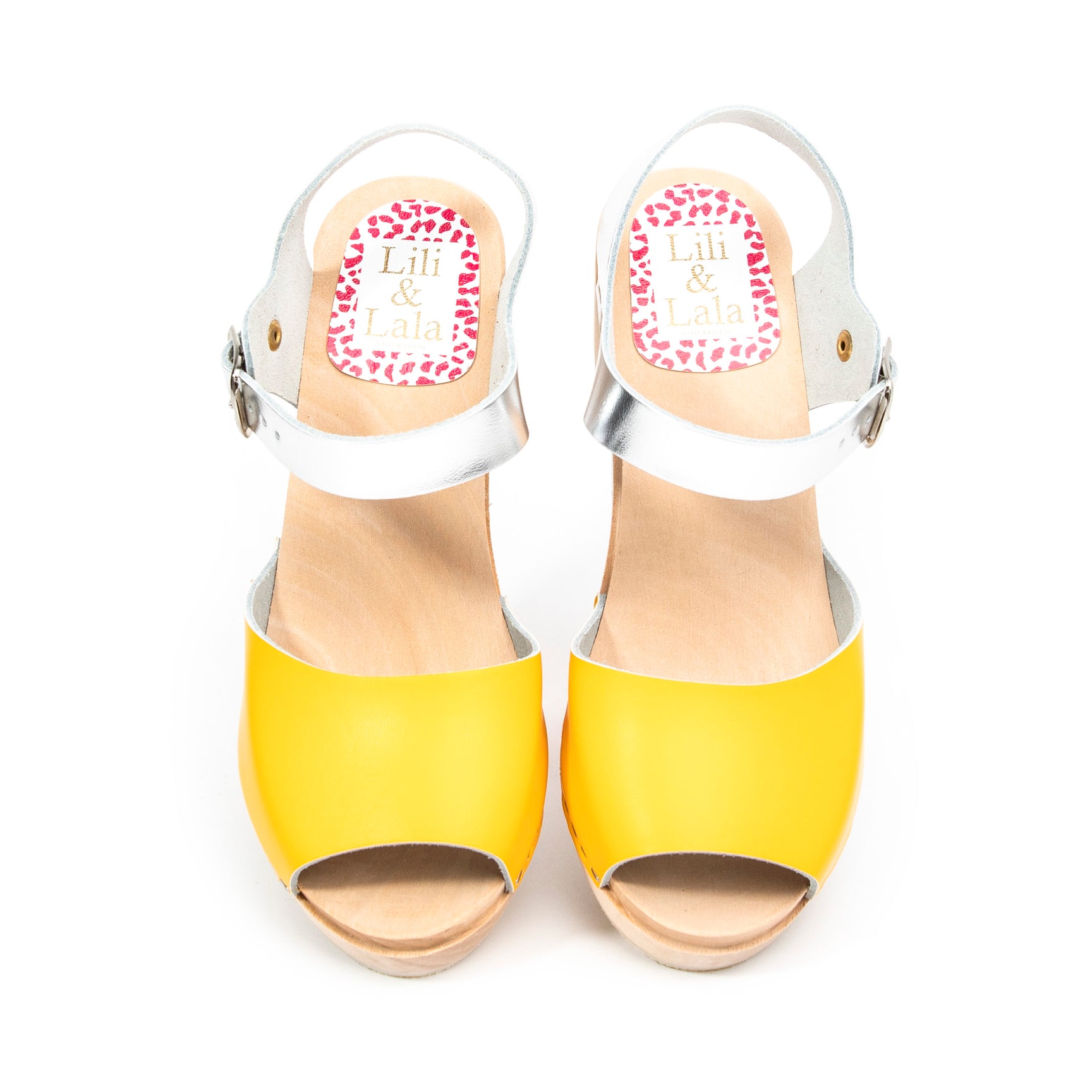 Swedish handmade clogs - Visby yellow and silver – Lili & Lala